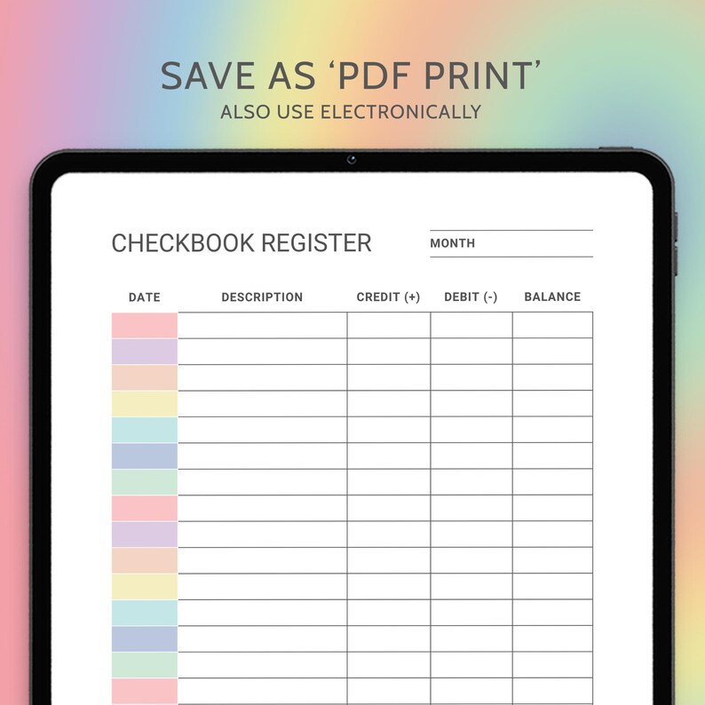 Checkbook Register Printable Bank Transaction Register Checkbook Log ...