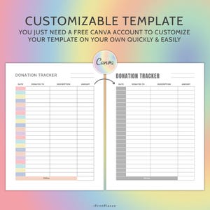 Donation Tracker Printable Tithe Tracker Charitable Donation Financial Planner Donation Log ...