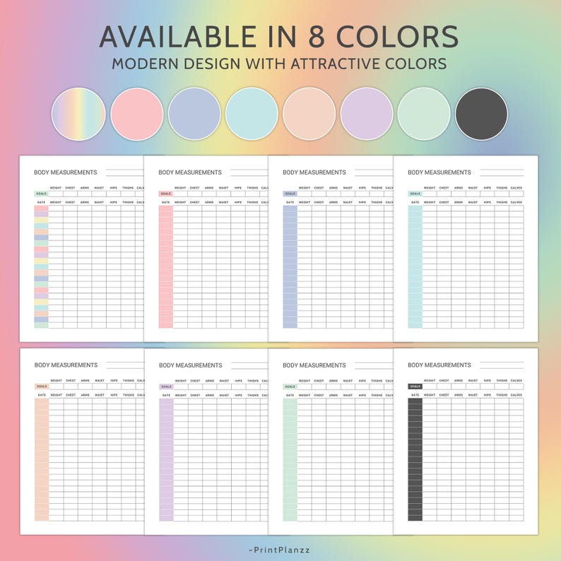 Body Measurements Weight Loss Tracker Workout Progress Printable ...