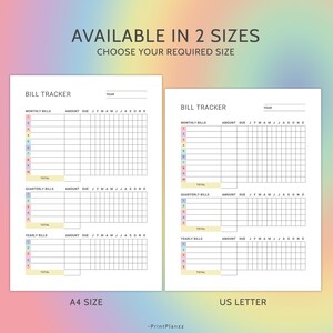Bill Payment Tracker Printable Bill Tracker Bill Organizer & Checklist ...