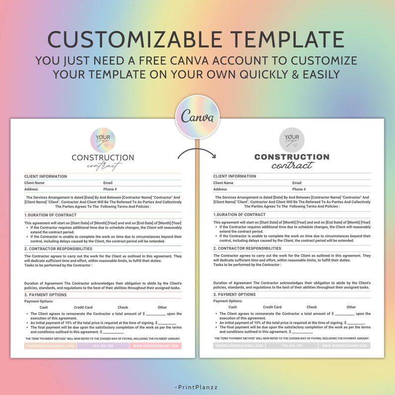 Editable Construction Contract Agreement Template Construction ...
