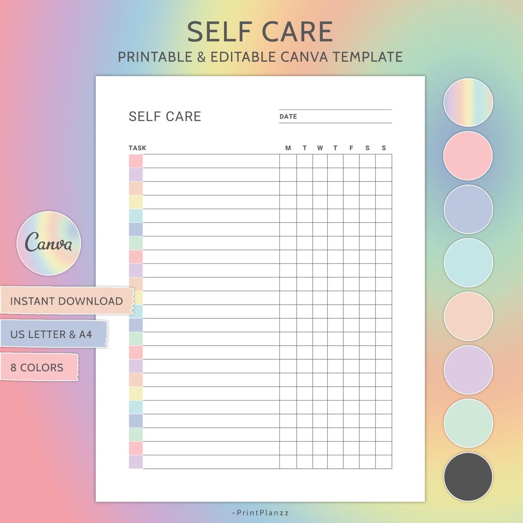 Self Care Checklist Self Care Planner Selfcare Journal Weekly Selfcare ...