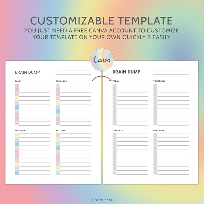 Brain Dump Template to Do List Printable ADHD Daily Planner ...