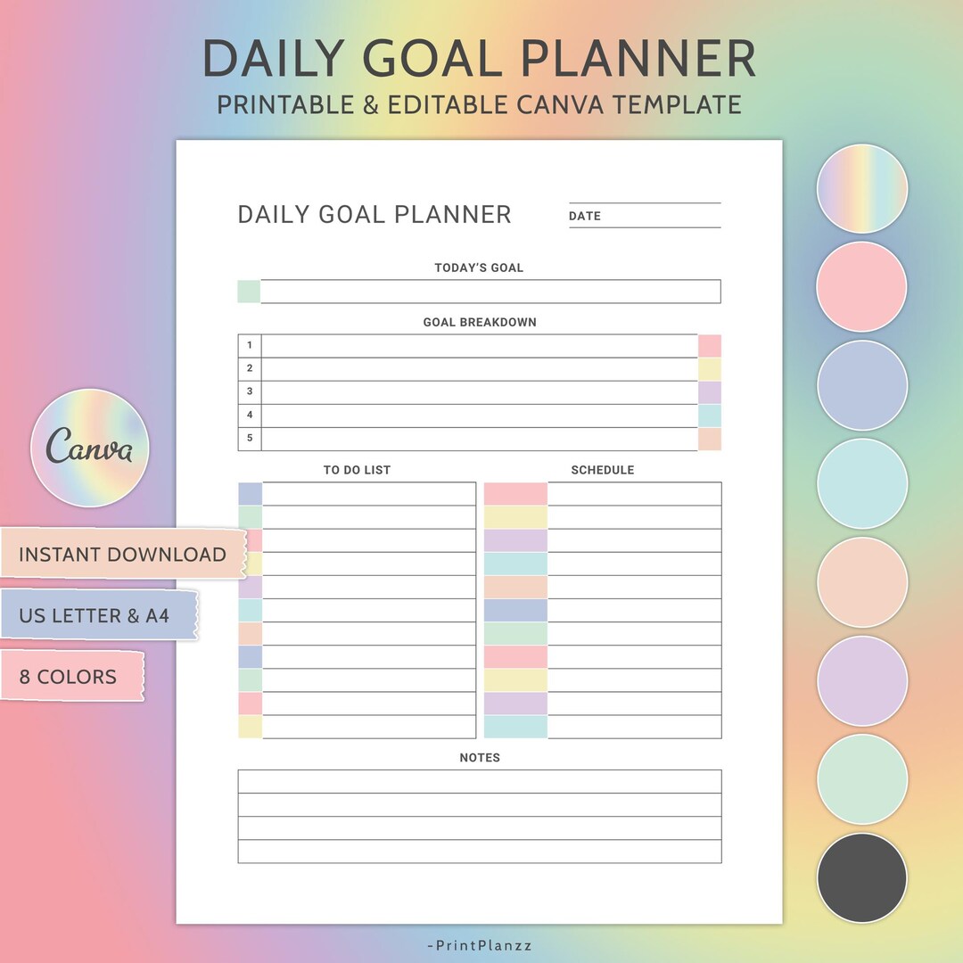 Daily Goal Planner Printable Daily to Do List Printable Daily Planner ...