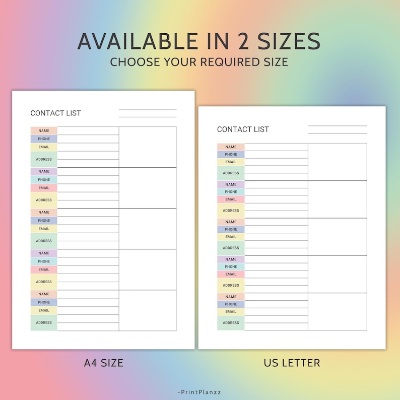 Contact List Template Canva Editable Contact List Template Editable ...