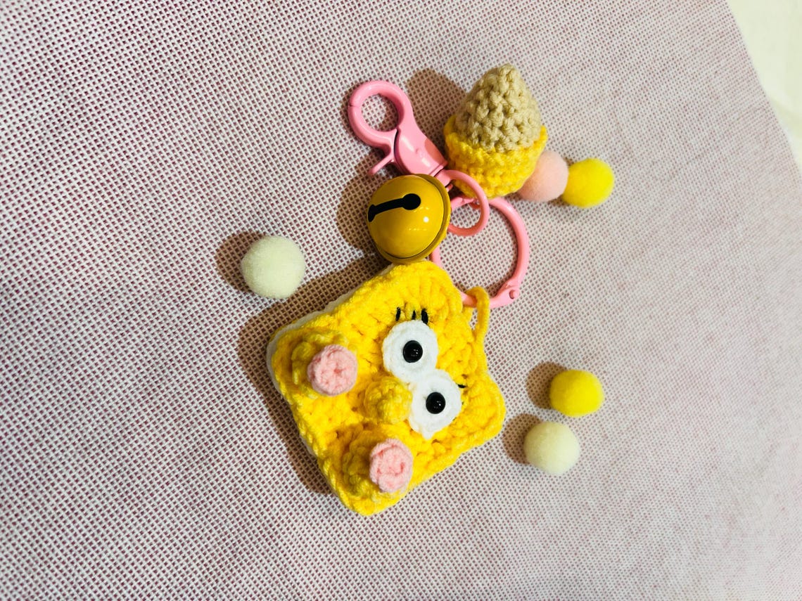 Handmade Crochet Spongebob and Patrick Star Keychain Set Cute Cartoon ...