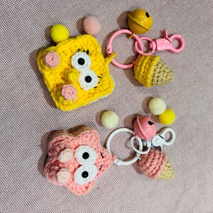 Handmade Crochet Spongebob and Patrick Star Keychain Set Cute Cartoon ...