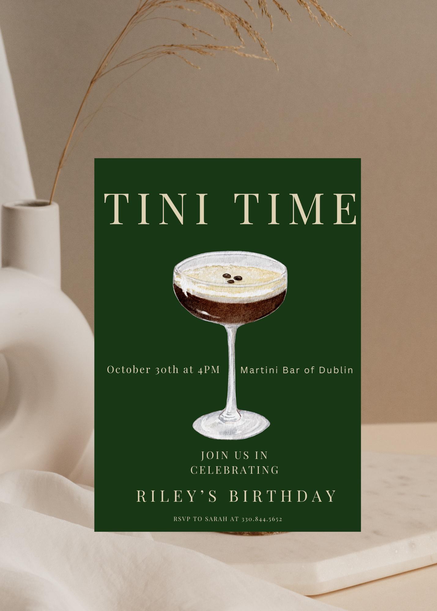 Tini Time Invitation, Espresso Martini, Template, Digital Download ...