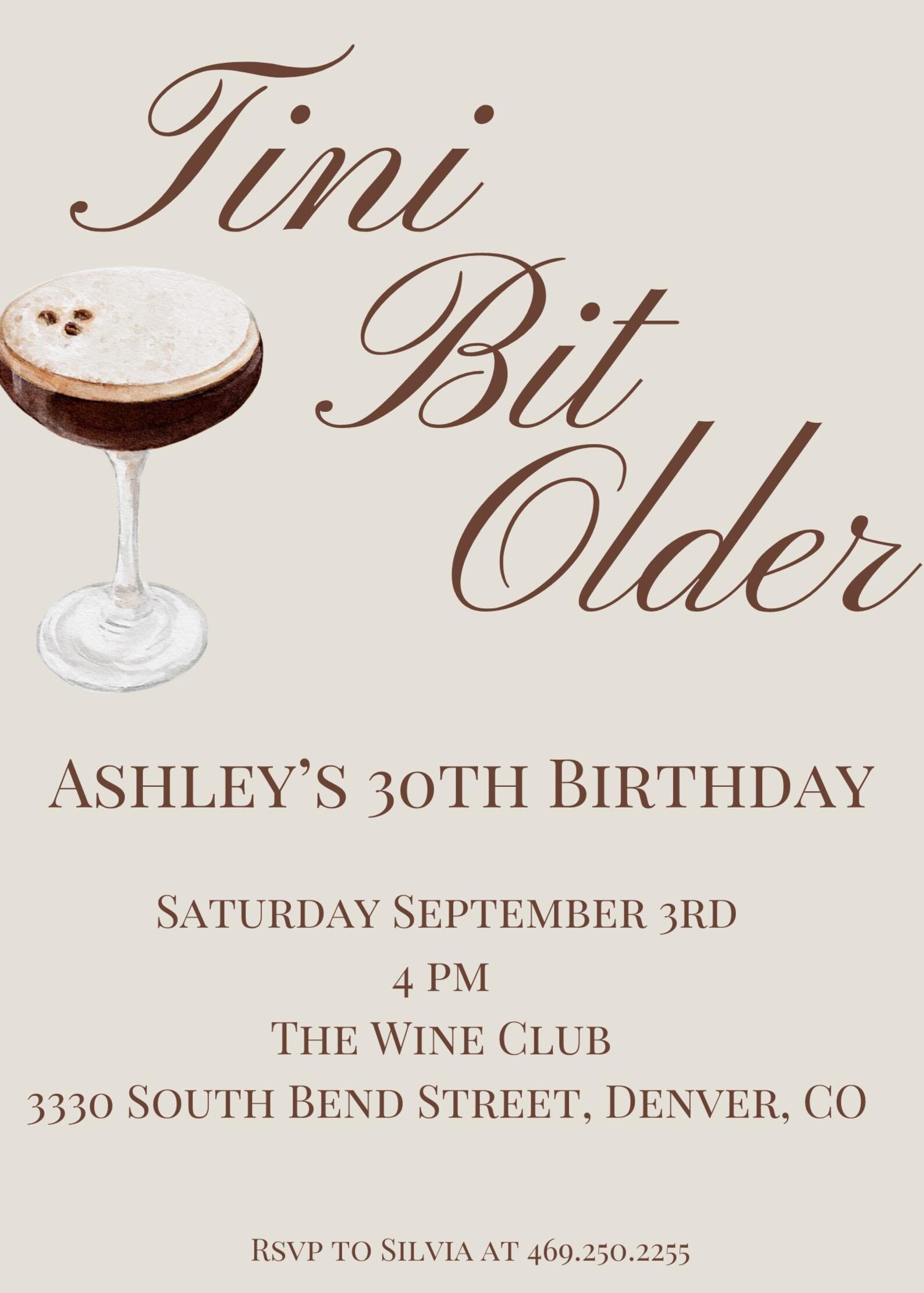 Birthday, Espresso Martini, Tini Bit Older, Template, Customizable ...