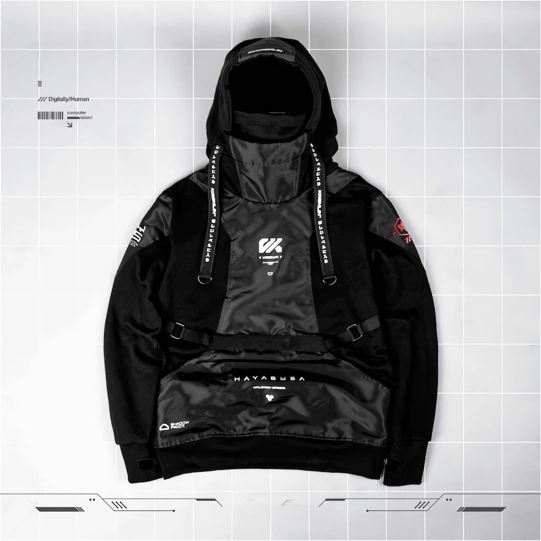 Futuristic Cyber Techwear Pullover Hoodie Jacket for Men Sleek, Modern ...