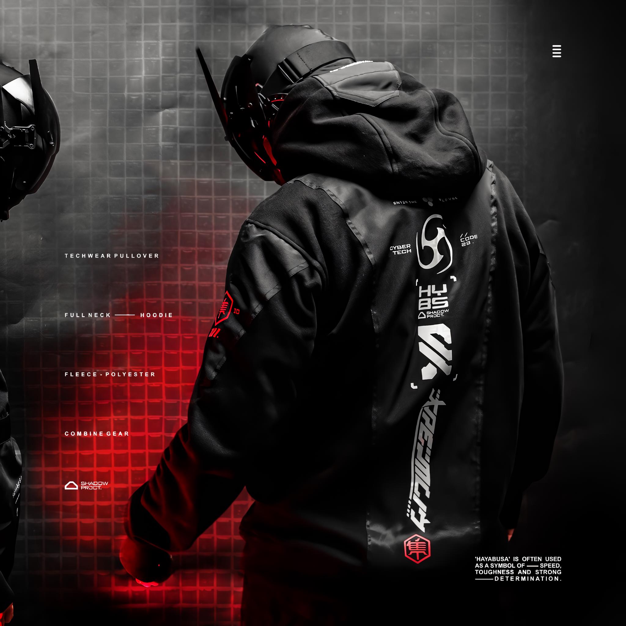 Futuristic Cyber Techwear Pullover Hoodie Jacket for Men Sleek, Modern ...