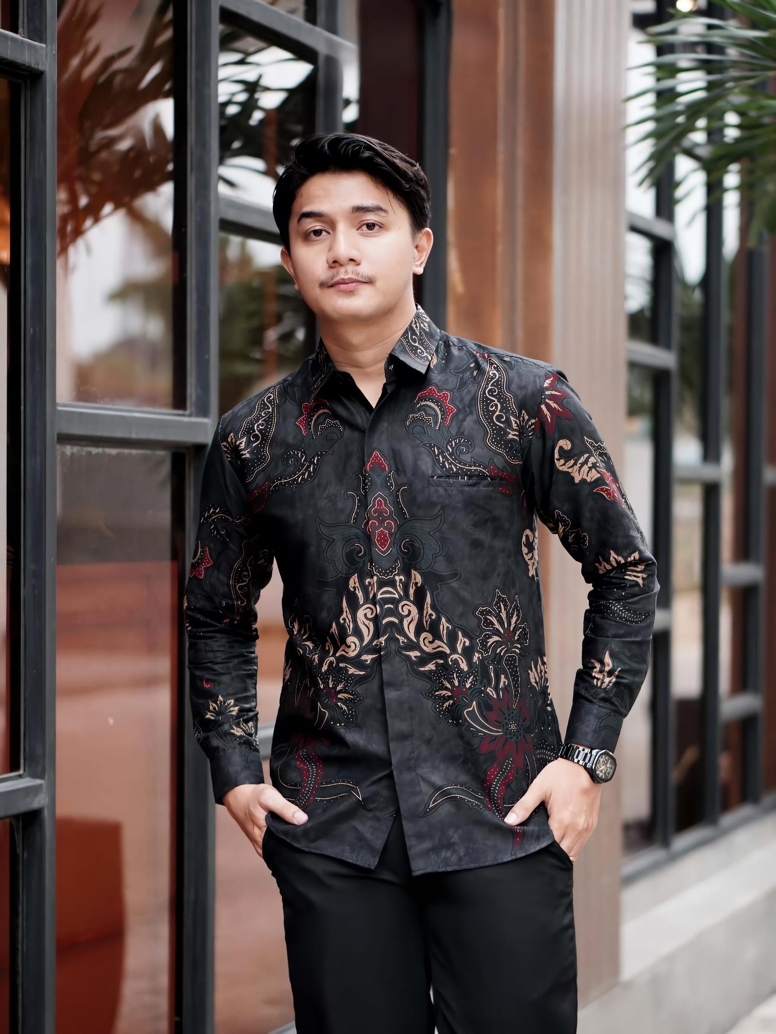 Men Batik Shirt Indonesian Uniqye Pattern Black Batik Shirt Ellegant ...
