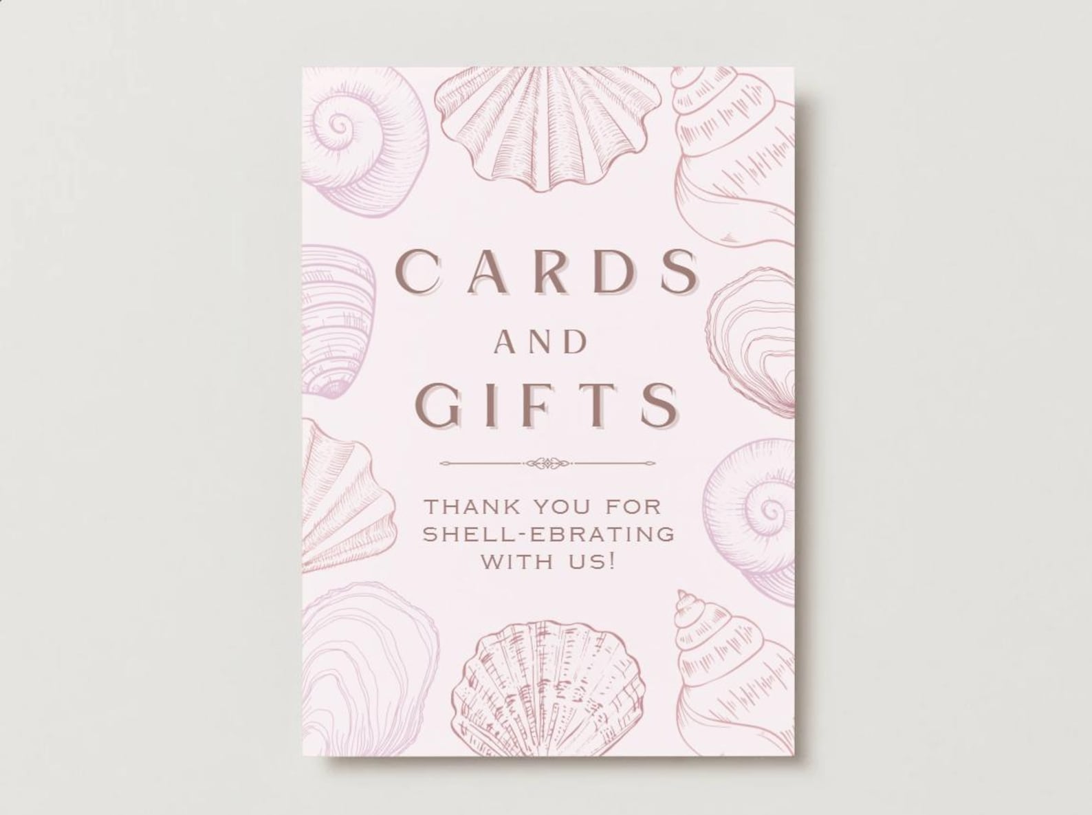 She'll Be Here Soon Pink Sea Shell Beach Baby Shower Cards and Gifts ...