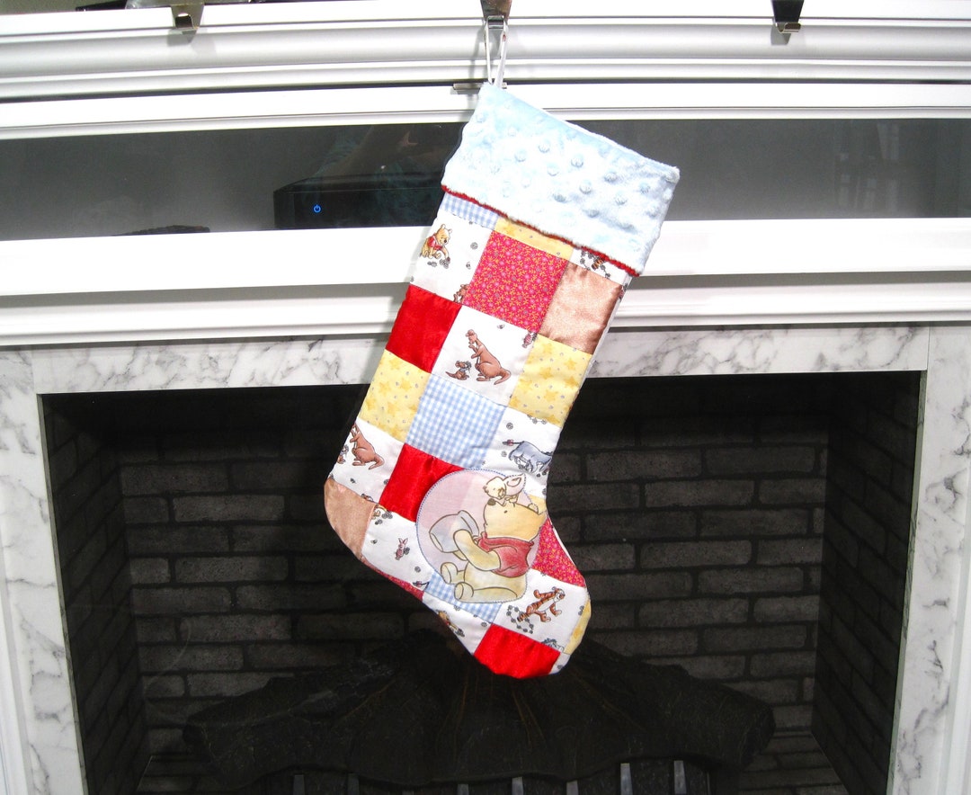 Baby Pooh Patchwork Quilted Stocking. Kanga and Roo Stocking, Baby's ...