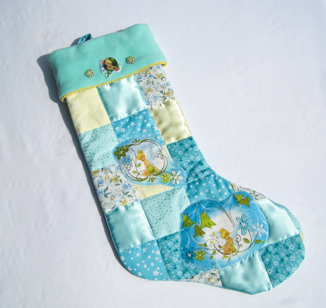Tinker Bell Stocking, Fairy Stocking for Girls, Patchwork Quilted ...