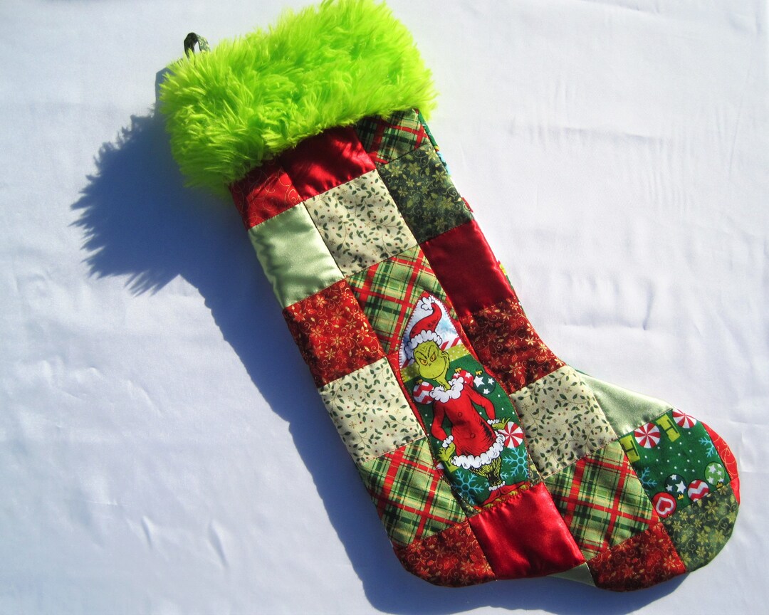 The Grinch Who Stole Christmas Stocking, Patchwork Quilted Stocking ...