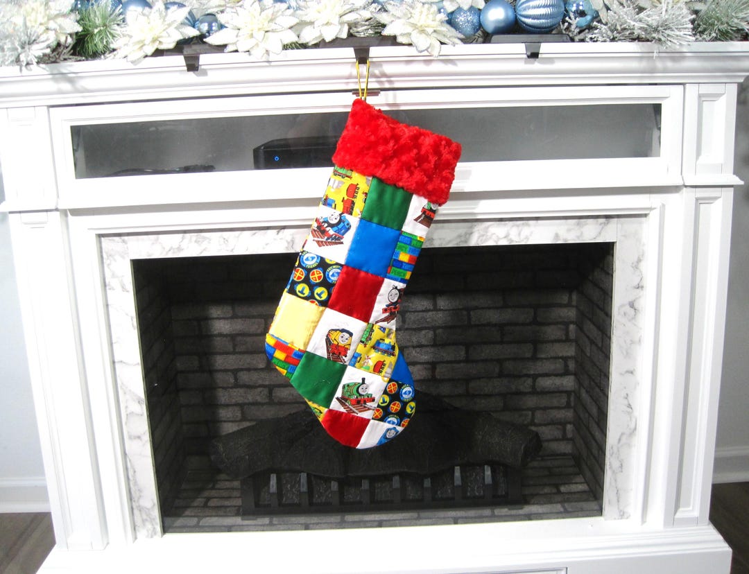 Thomas and Friends Stocking, Patchwork Quilted Christmas Stocking, Trains Stocking, Thomas ...