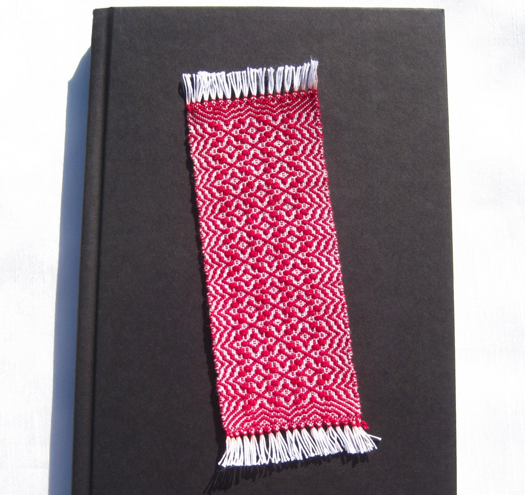 Handwoven Bookmark, Handwoven Periwinkle Bookmark, Overshot Weaving ...