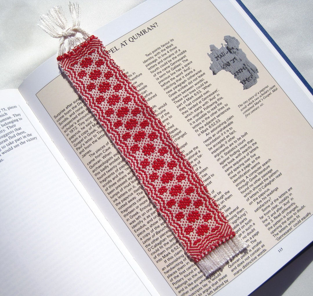Handwoven Bookmark, Handwoven Mayflower Bookmark, Bookmark Overshot ...