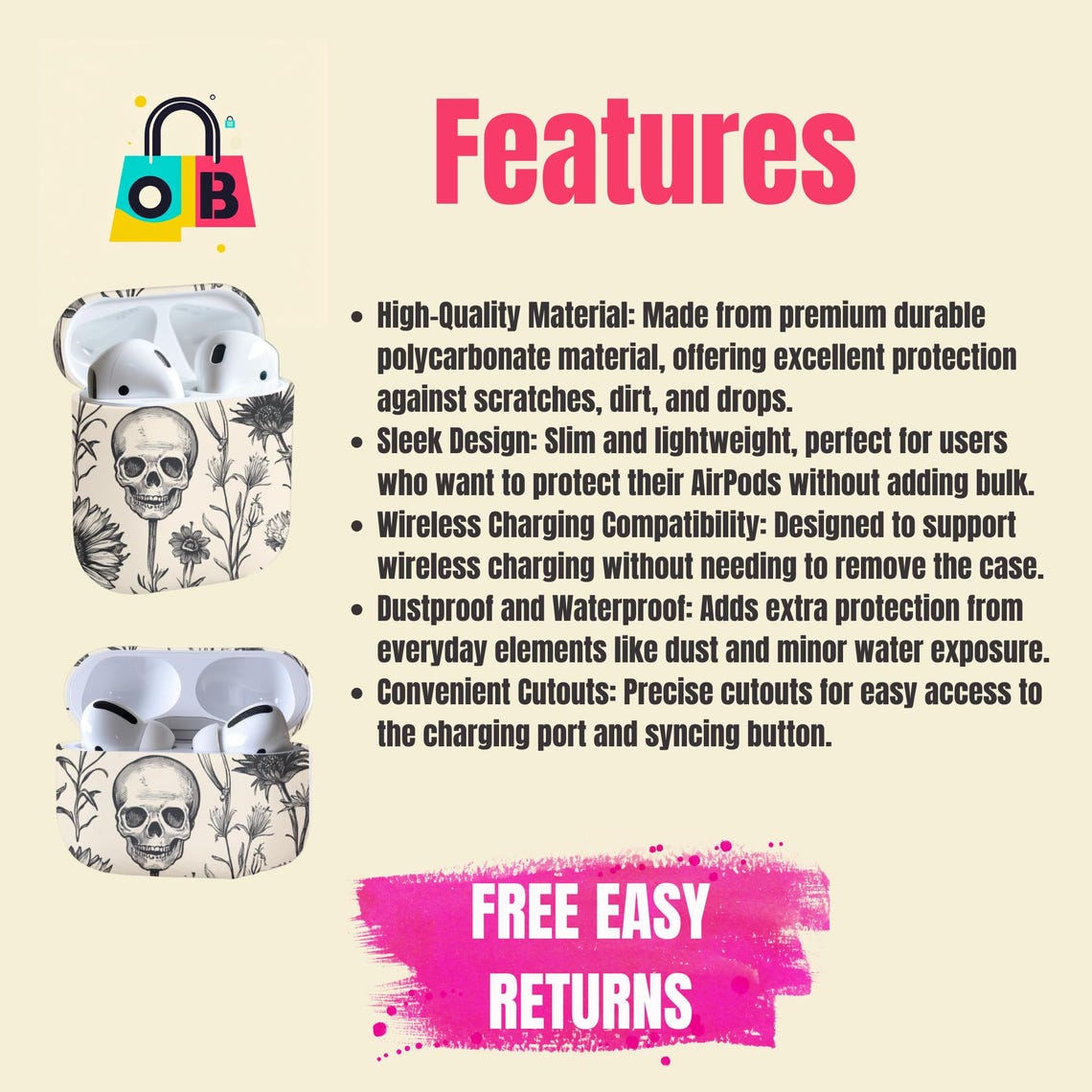 Gothic Skull AirPod Case, Apple AirPod Cover, Spooky Wireless Earphone ...