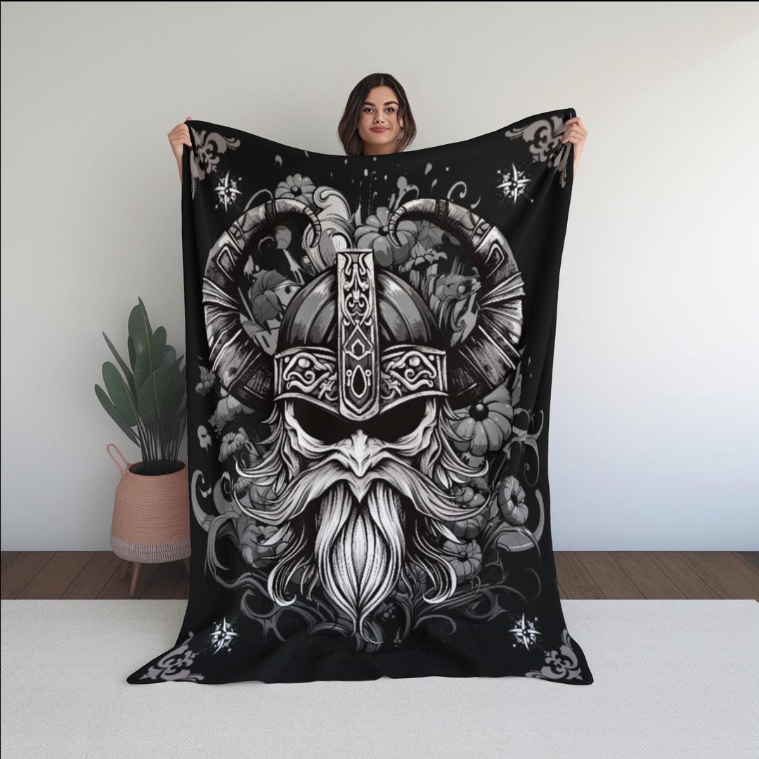 Viking Theme Velvet Plush Throw Blanket, Norse Mythology Cozy Blanket ...
