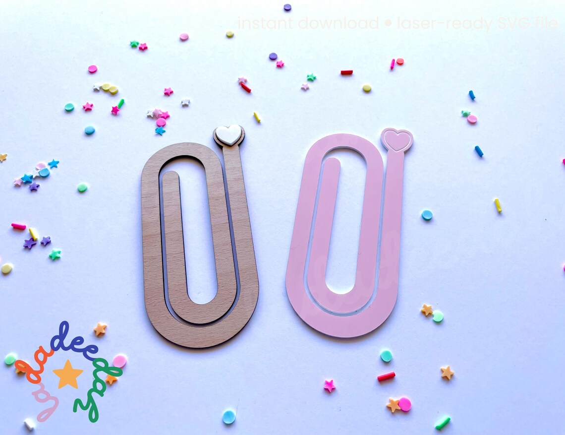 Simple Heart Paperclip Bookmark - Laser SVG File - Commercial Use - Etsy