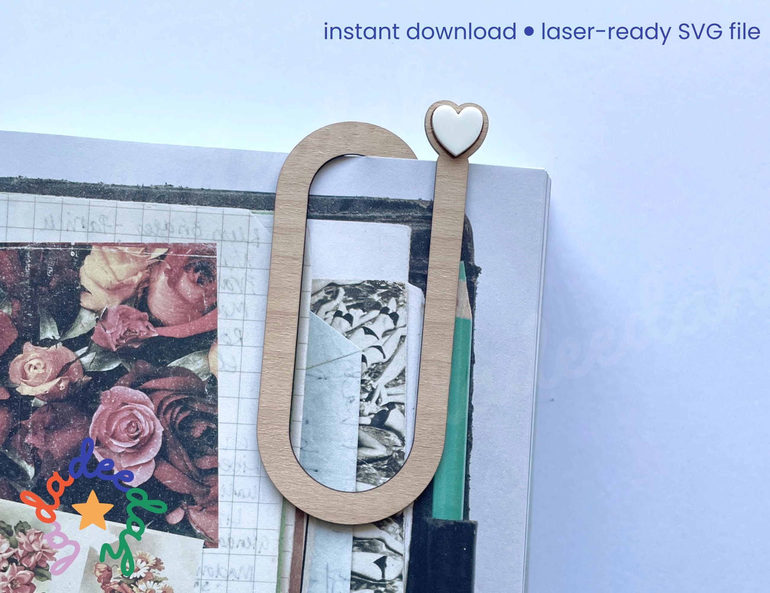 Simple Heart Paperclip Bookmark - Laser SVG File - Commercial Use - Etsy