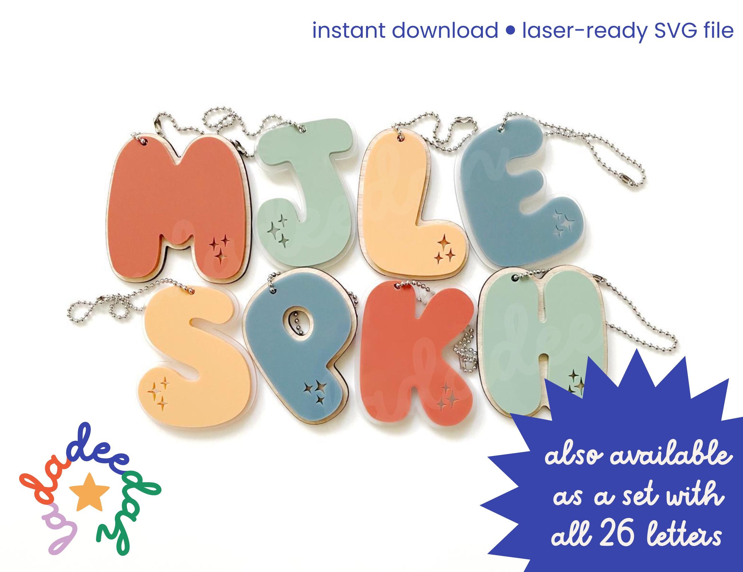 Sparkle Bubble Letter 'Q' Keychain SVG File - Etsy
