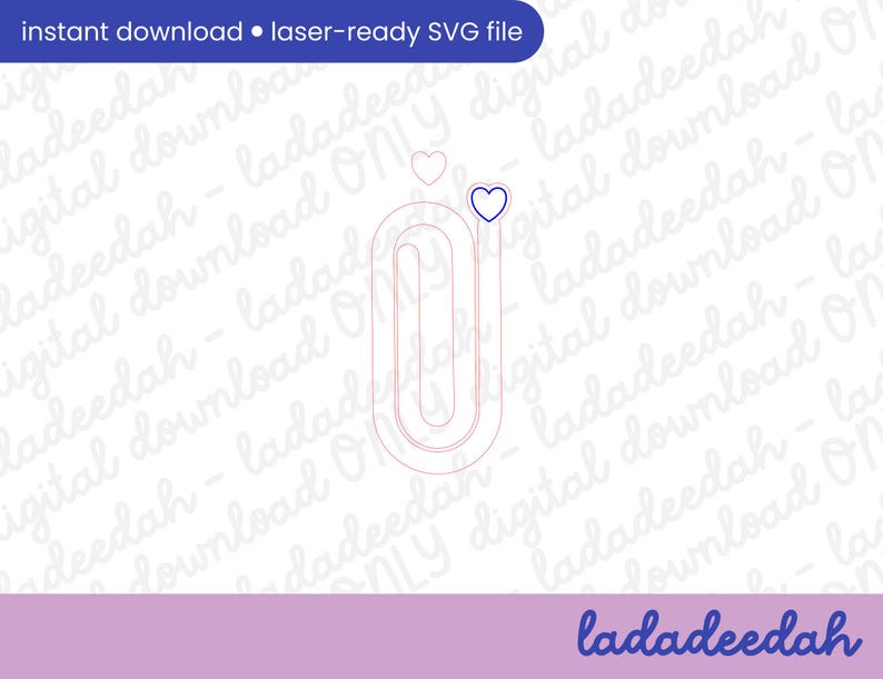 Simple Heart Paperclip Bookmark - Laser SVG File - Commercial Use - Etsy