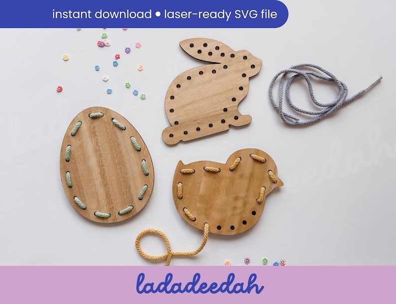 Easter and Spring Lacing Boards Children's Craft Activity - Laser SVG ...