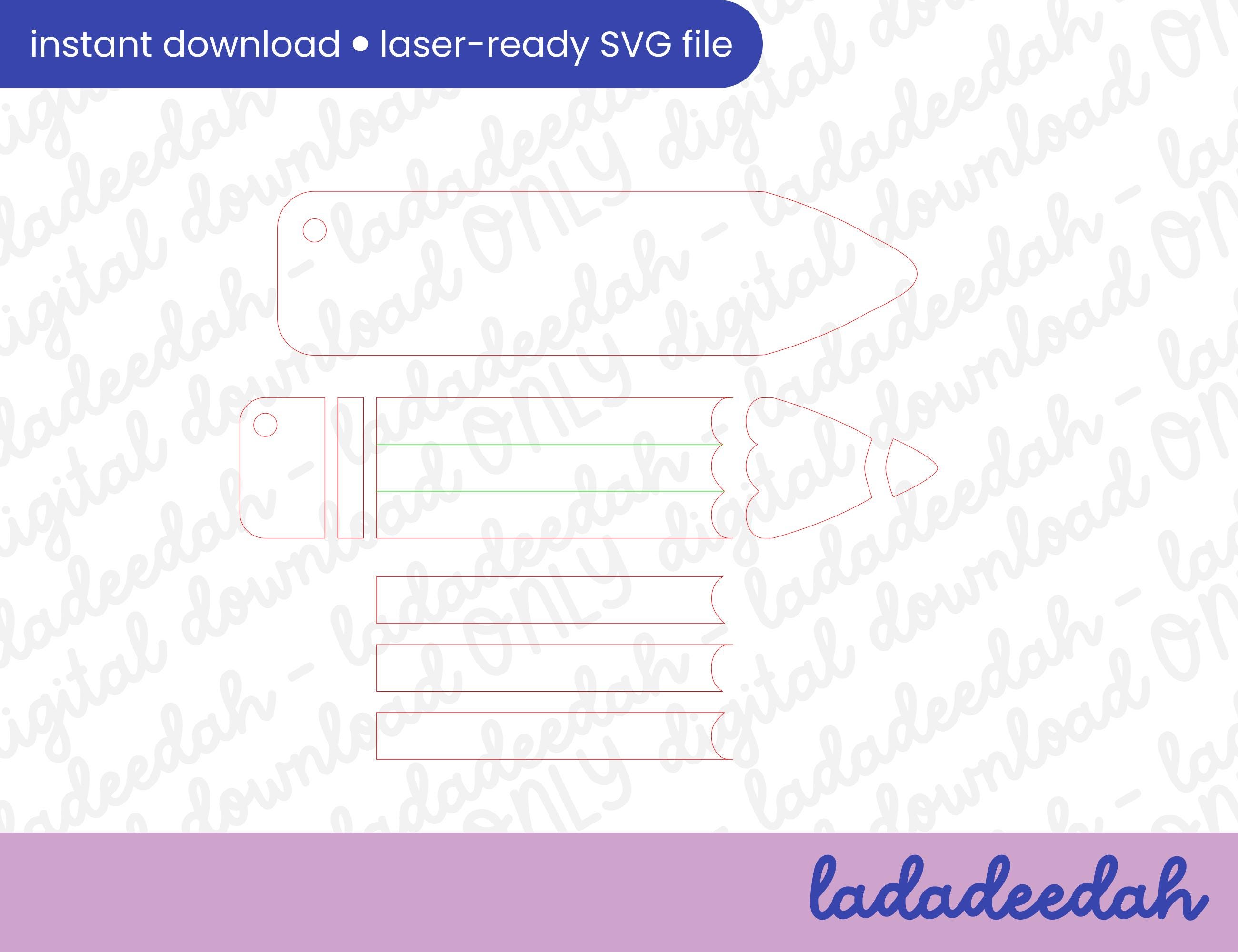 Pencil Keychain Bag Tag Laser SVG File - Commercial Use - Etsy