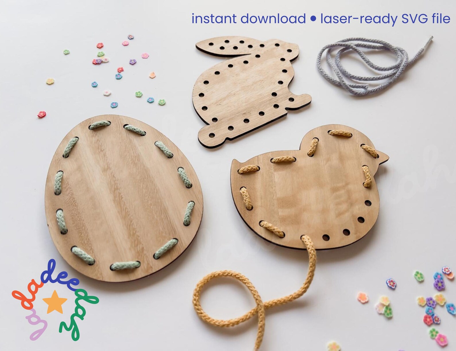 Easter and Spring Lacing Boards Children's Craft Activity - Laser SVG ...