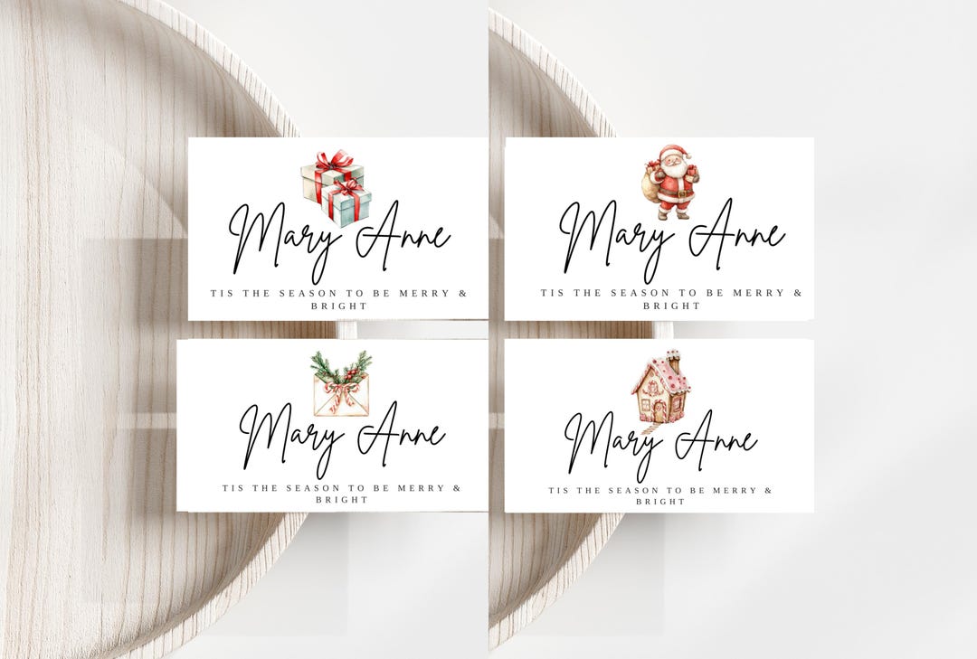 EDITABLE, PERSONALIZE Christmas Name Cards, Table Setting, Instant ...