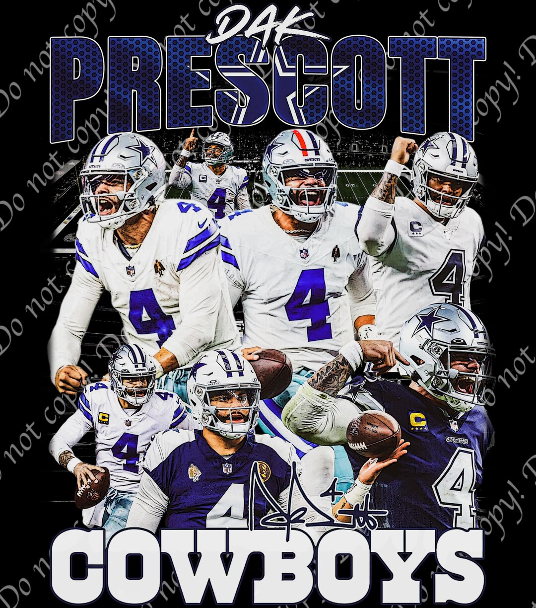 Dak Prescott T Shirt Design. PNG Digital 4500x5100 Px. Cowboys Football ...