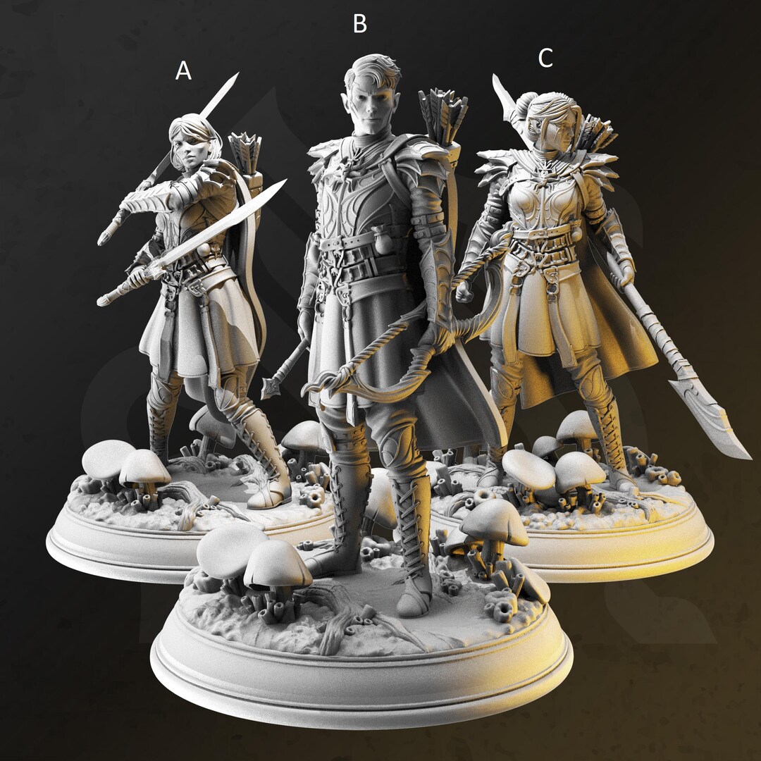 SET of 3 Drow Soldiers Miniature: Irinax’s Chosen, D&D RPG Wargaming ...