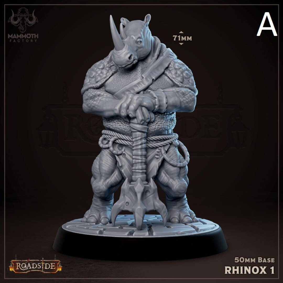 Rhinox Brawlers D&D Miniature Rhino-folk Rhinoceros Dungeons and ...