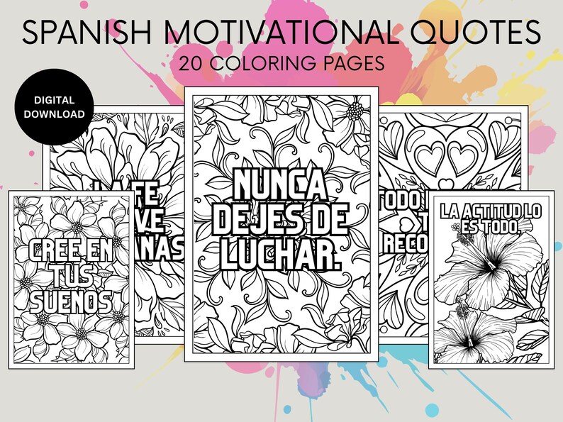 Spanish Motivational Quotes Coloring Pages: Mandala Art Therapy ...