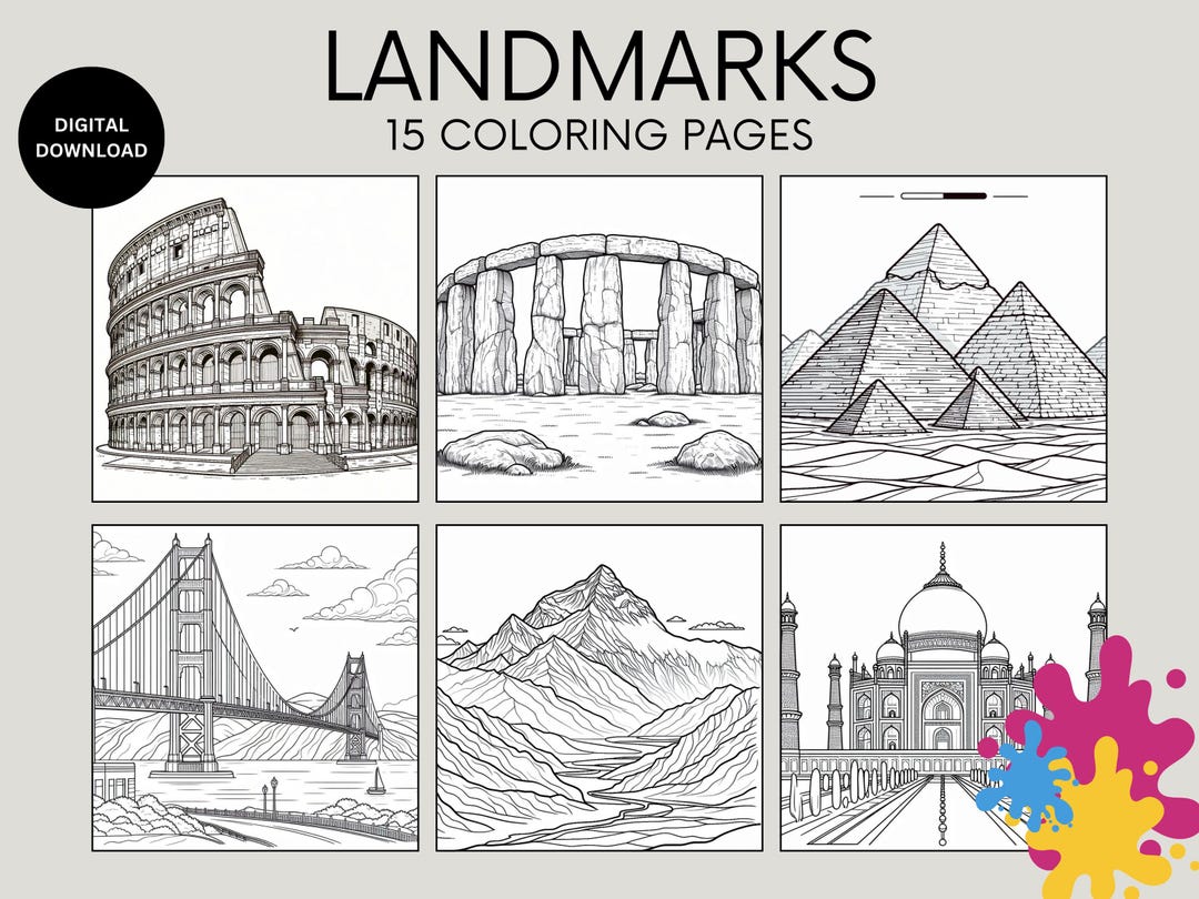 Coloring Pages of 15 Iconic Landmarks | Printable World Travel Coloring ...