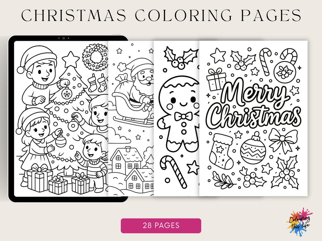 Christmas Coloring Pages for Kids & Adults | 28 Printable Holiday ...