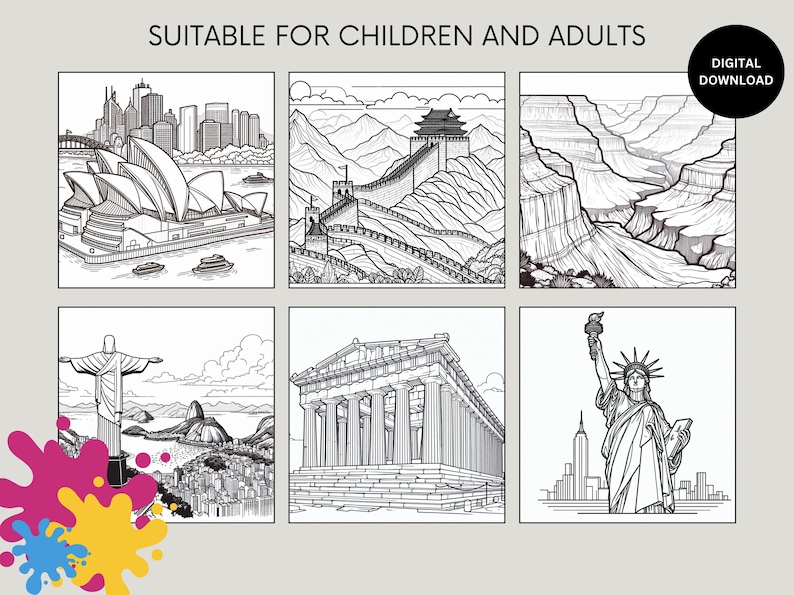 Coloring Pages of 15 Iconic Landmarks | Printable World Travel Coloring ...