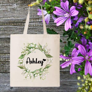 May Custom Birth Flower Gift, Personalized Birthday Tote Bag, Birth ...