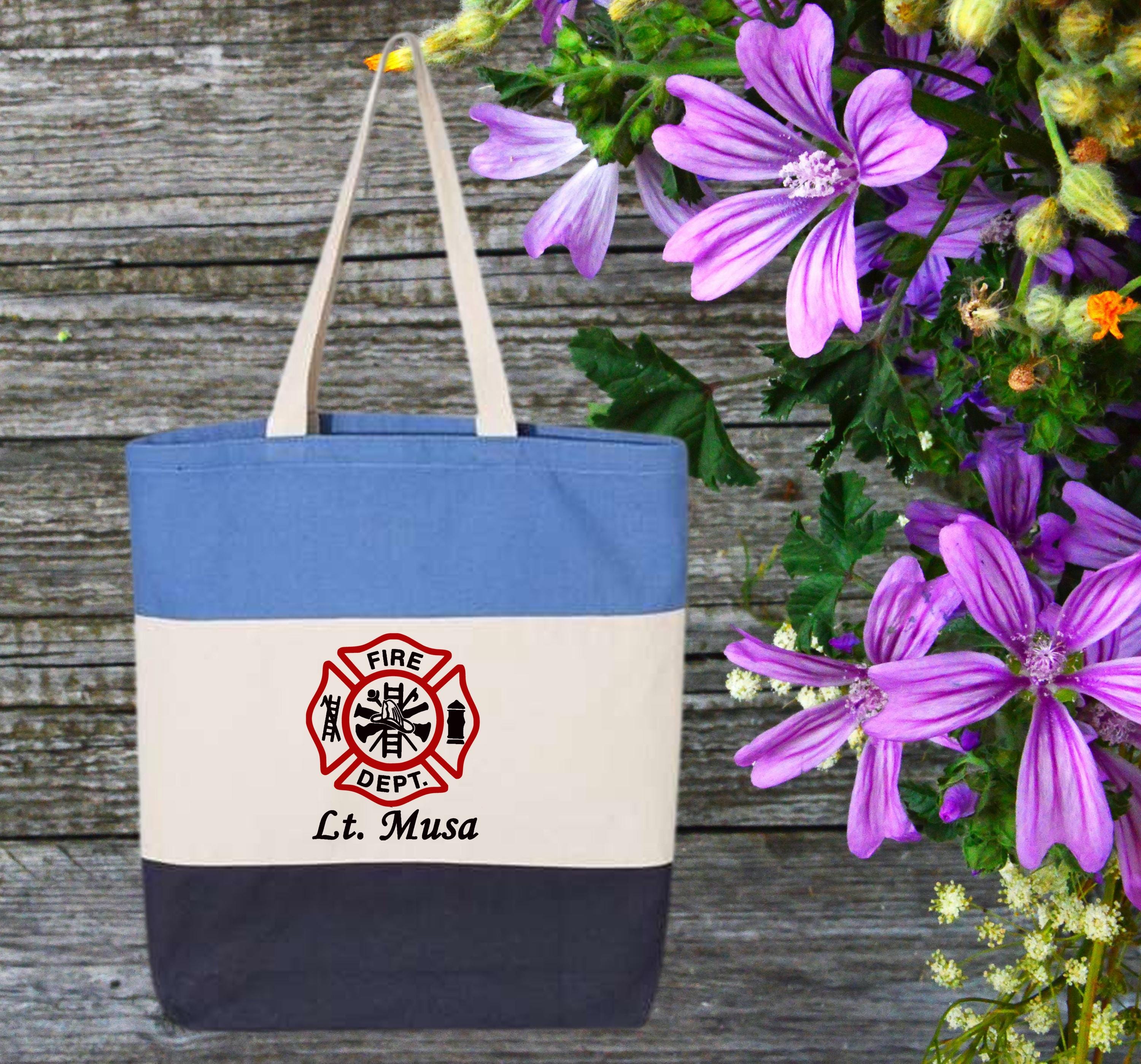 Custom Firefighter Tote Bag, Fire Department Bag, Personalized Fire ...