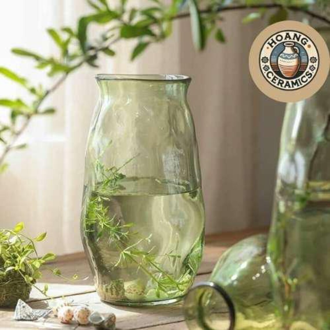 Rustic Green-tinted Glass Vases - Etsy