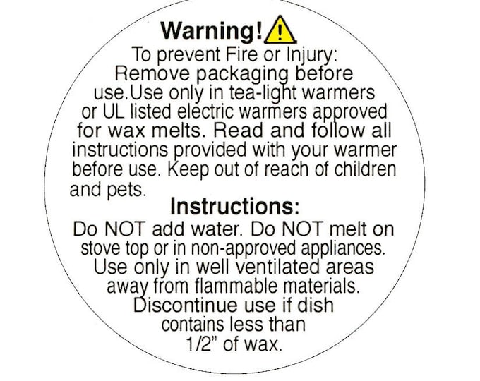 Wax Melt Warning Label,wax Melt BURN WARNING Stickers,warning Stickers ...