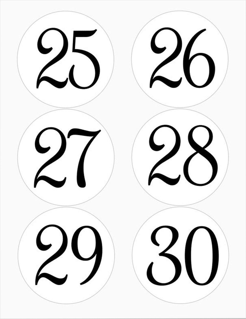 NUMBERS 130 STICKERS Sequential Large 3-1/3 Circle - Etsy