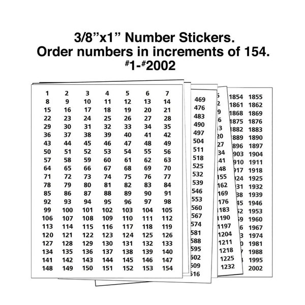 8 in White Number Stickers - Etsy