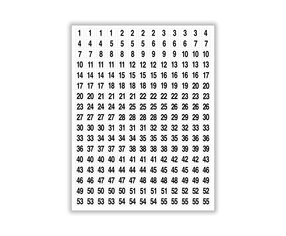 4X NUMBERS 155 STICKERS SequentialSmall | Etsy