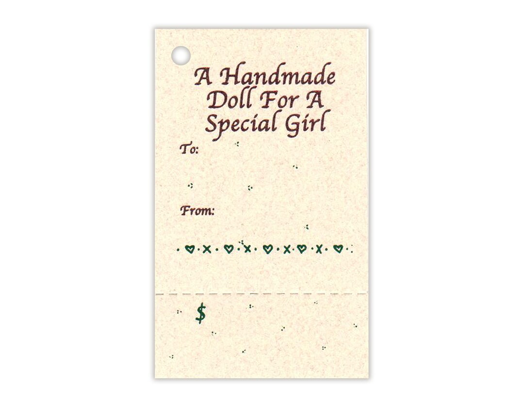 HANDMADE DOLL Hang Tags, Perforated ,strings Included.perforated for ...