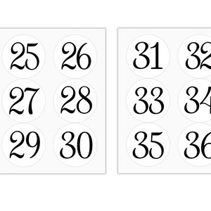 NUMBERS #1-#60 STICKERS Sequential, Large 3-1/3" Circle Labels ...