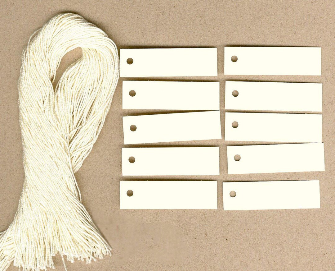 Small Blank Ivory Hang Tags & Strings. Size 1/2" X 2". Great to Tie ...